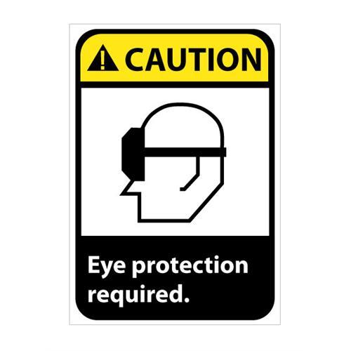 Caution, Eye Protection Required With Graphic Signs