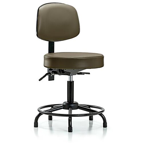 Vinyl Stool with Back - Marine Blue Supernova Vinyl