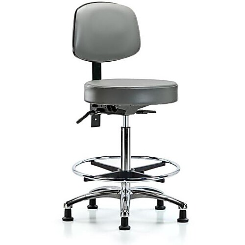 Vinyl Stool with Back Chrome - Sterling Supernova Vinyl