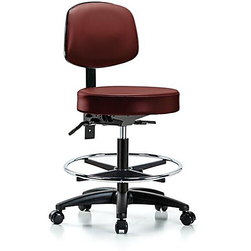 Vinyl Stool with Back - Taupe Supernova Vinyl