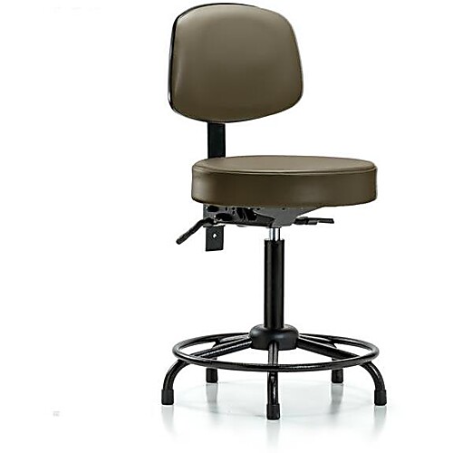 Vinyl Stool with Back - Medium Bench Height Marine Blue Supernova Vinyl