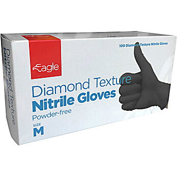 Diamond Textured Nitrile Gloves, Black