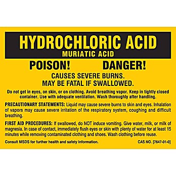 HYDROCHLORIC ACID POISON! DANGER! CAUSES SEVERE BURNS. MAY BE FATAL IF ...