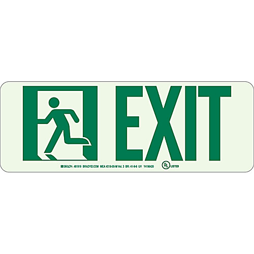 BradyGlo Exit With Running Man Left Sign