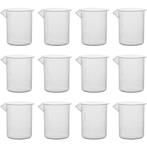 Plastic Beaker with Molded Graduations, 100mL, PK12