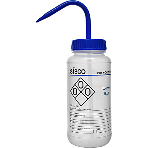 dH2O Wash Bottle, 2 Color w/Blue Cap, 500mL