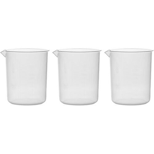 Plastic Beaker with Molded Graduations, 1000mL, PK3