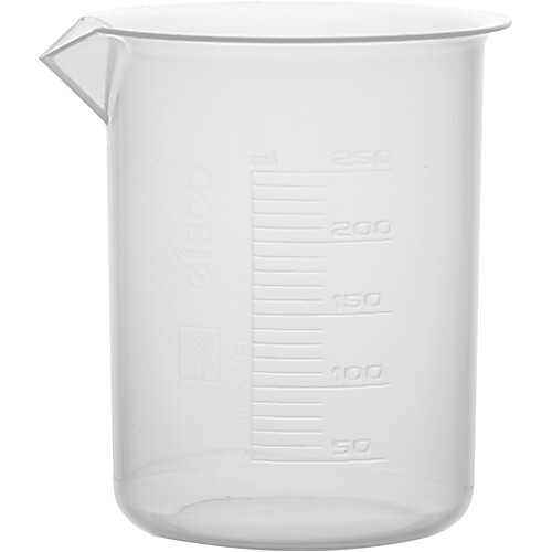 Plastic Beaker with Molded Graduations, 250mL