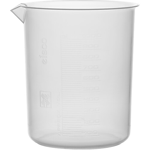 Plastic Beaker with Molded Graduations, 1000mL