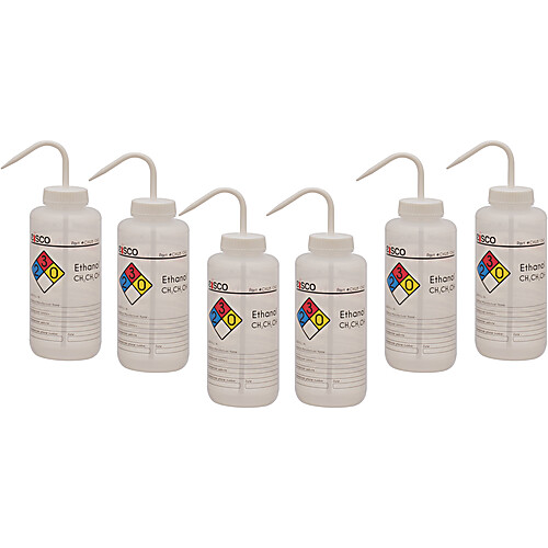 Ethanol Wash Bottle, 4 Color, 1000mL, PK6