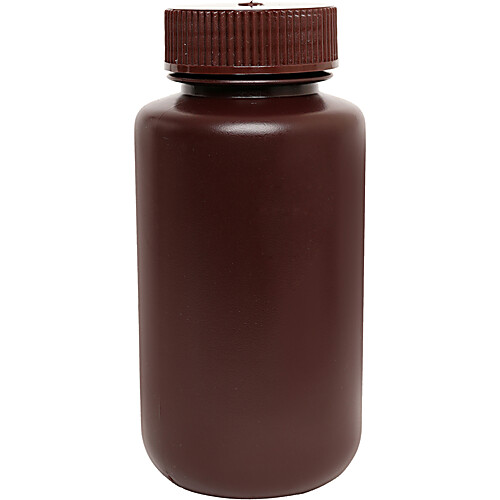 Reagent Bottle, Amber, 250mL, Wide Mouth with Screw Cap, HDPE