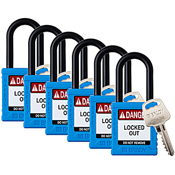 Nylon Safety Lockout Padlocks - Keyed Different, Plastic Shackle