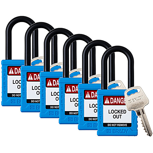 Nylon Safety Lockout Padlocks - Keyed Different, Plastic Shackle