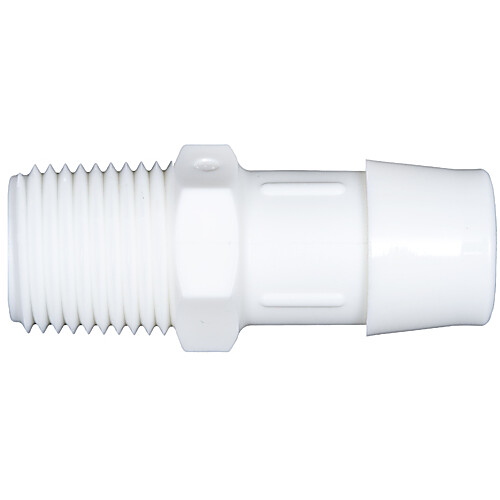 Cole-Parmer® Cleanroom NPT(M) to Hose Barb Fittings, Straight Adapter, Medical Nylon