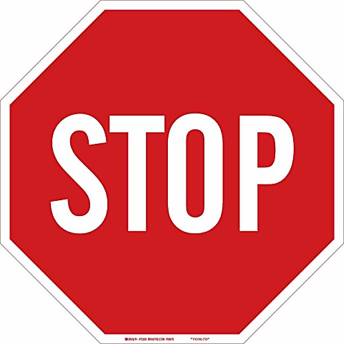 STOP Sign, 18" H x 18" W x 0.1" D, Fiberglass