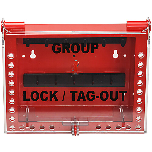26 Lock Wall Mounted Group Lockout Tagout Box, Empty Red