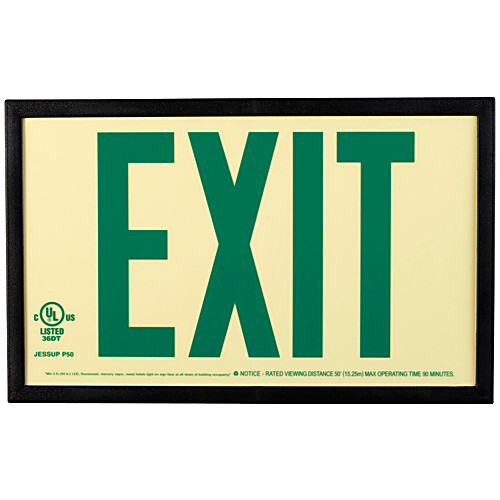 Photoluminescent Exit Sign with Plastic Frame
