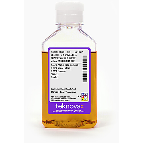 LB Broth with AF Soytone, 6% Sucrose, without NaCl, Sterile