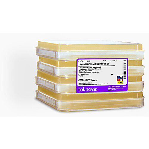 LB Agar Plates with Kanamycin-50, Sterile