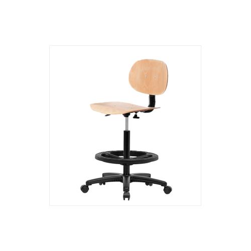 Wood High Bench Height Chairs with Black Nylon Bases