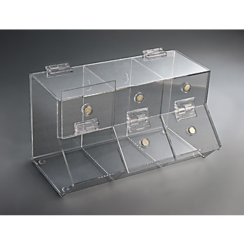 3-Compartment Acrylic Dispensing Bins