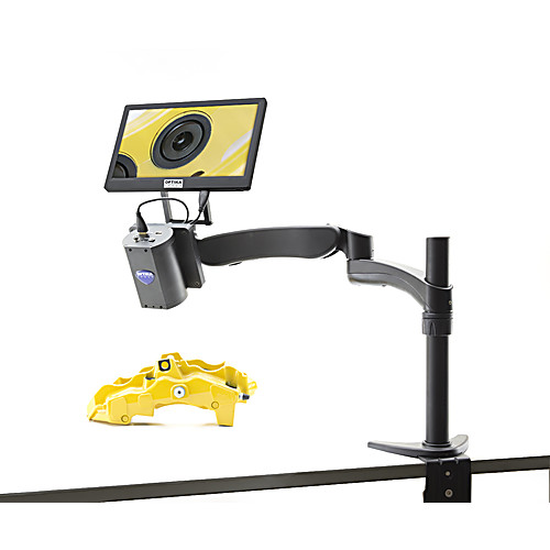 Autofocus HDMI camera on industrial stand, with screen, multi-plug